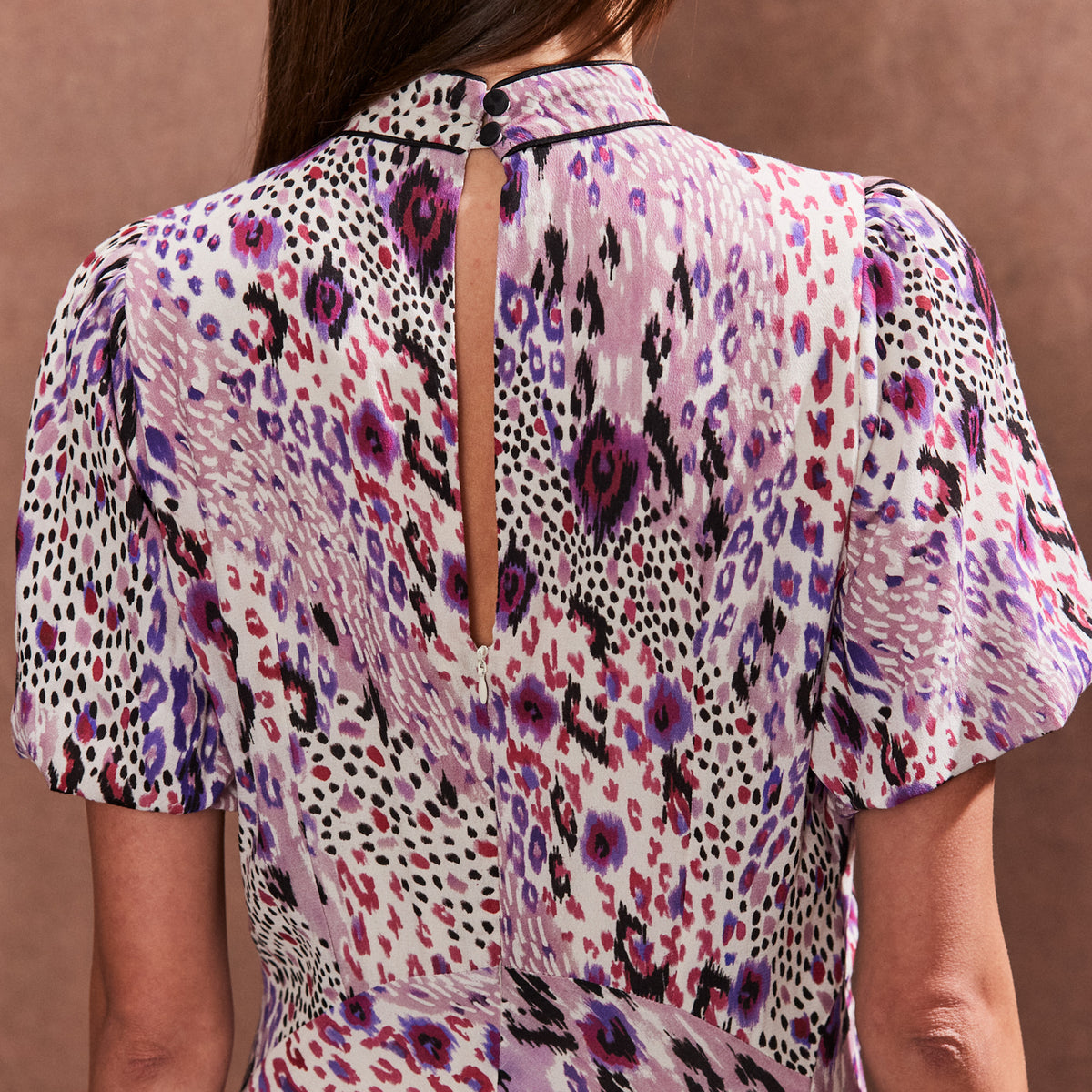 Elodie Pink Animal-Print High-Neck Dress – Ro&Zo