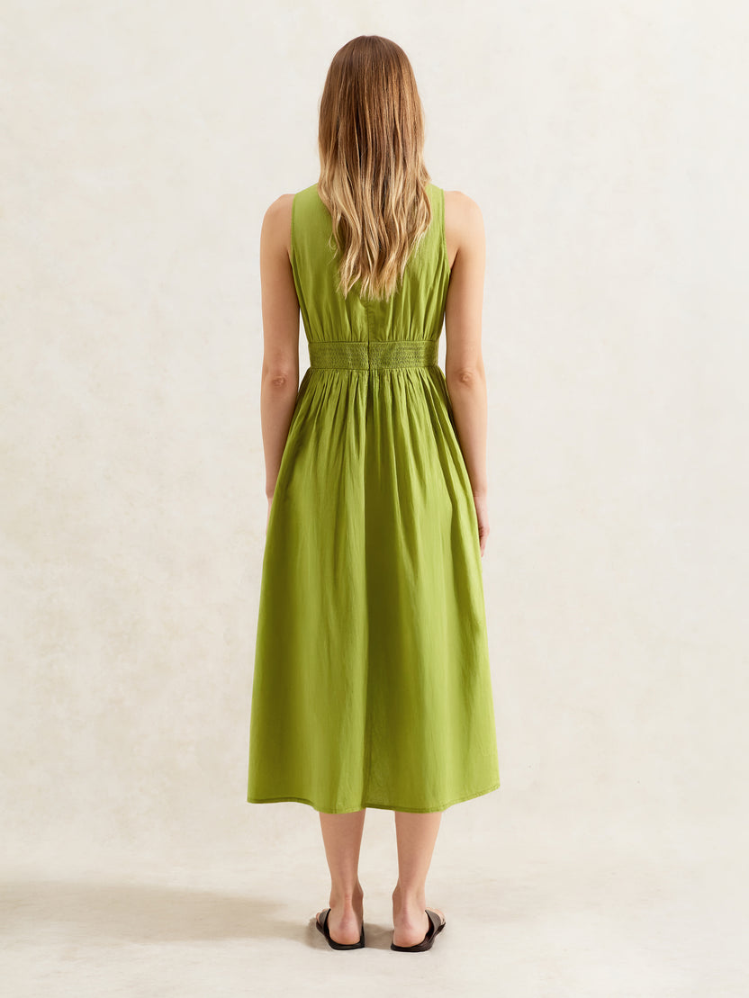 Green Cotton Voile Keyhole Front Midi Dress – Ro&Zo