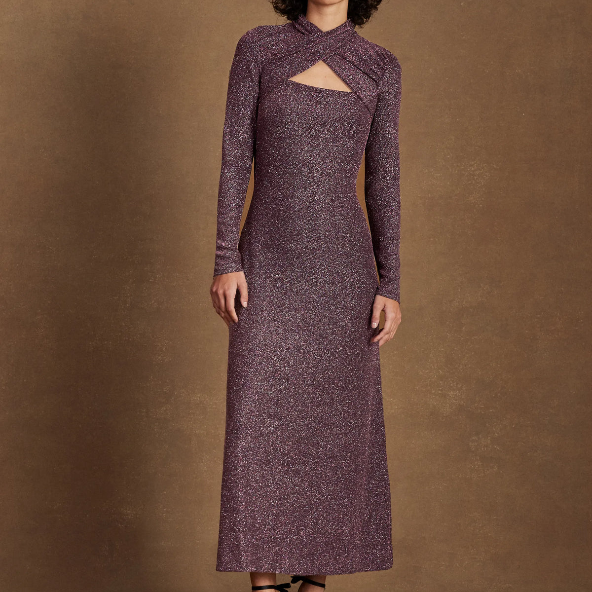 Cameron Pink Sparkle Long-Sleeve Cut-Out Dress – Ro&Zo